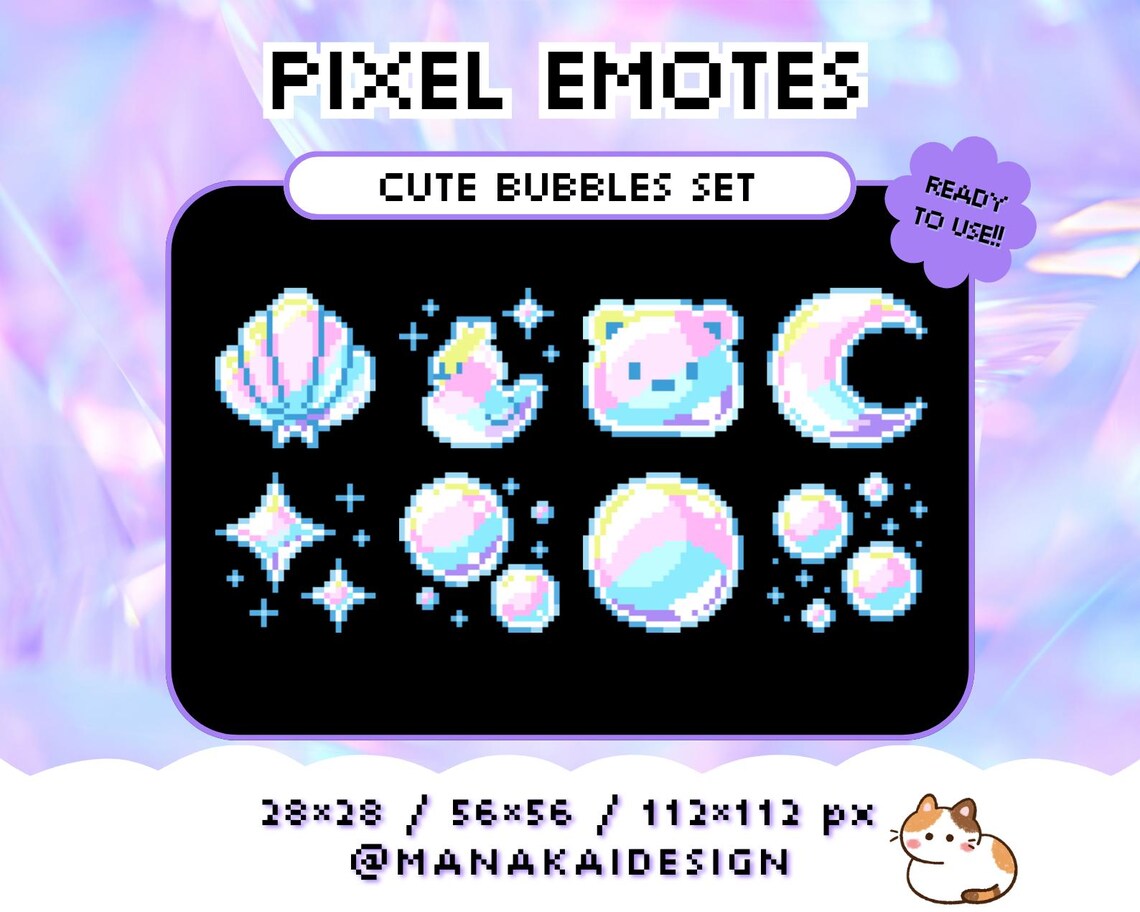 Floating Glossy Bubble Twitch Emote Set, Kawaii Channel Point ...
