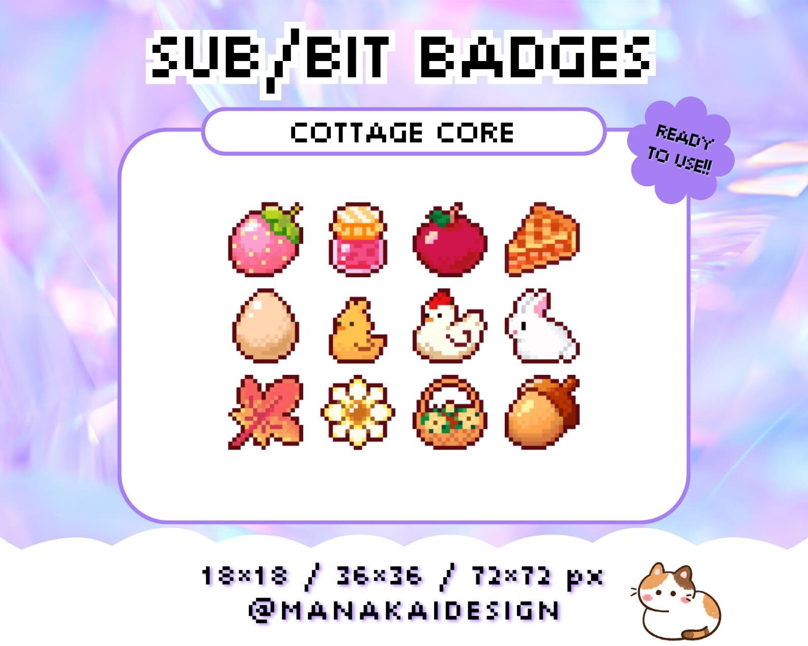 Twitch Cottage Core Sub Badges, Kawaii Bit Badge for Streaming, Autumn ...
