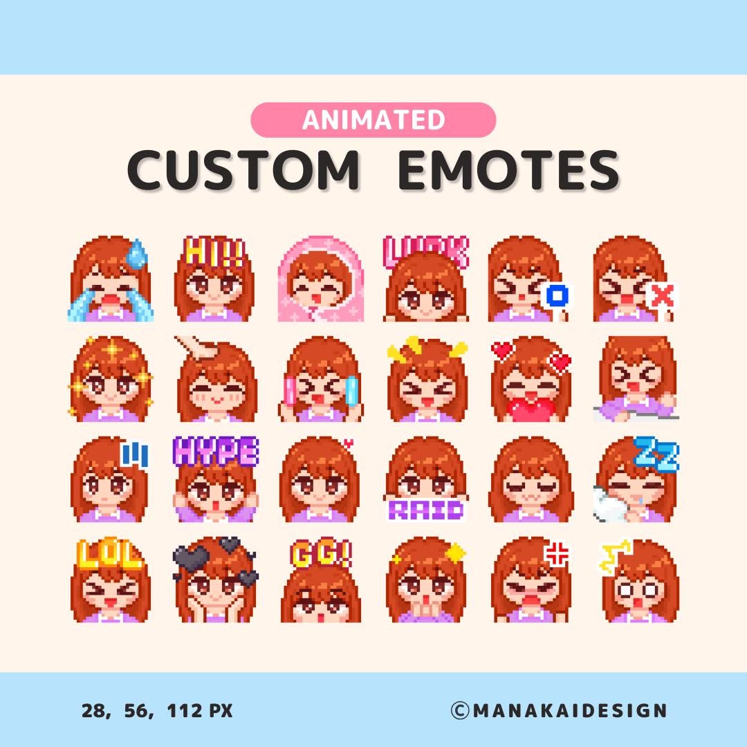 Custom Pixel Animated Emotes for Twitch, Commission - Etsy