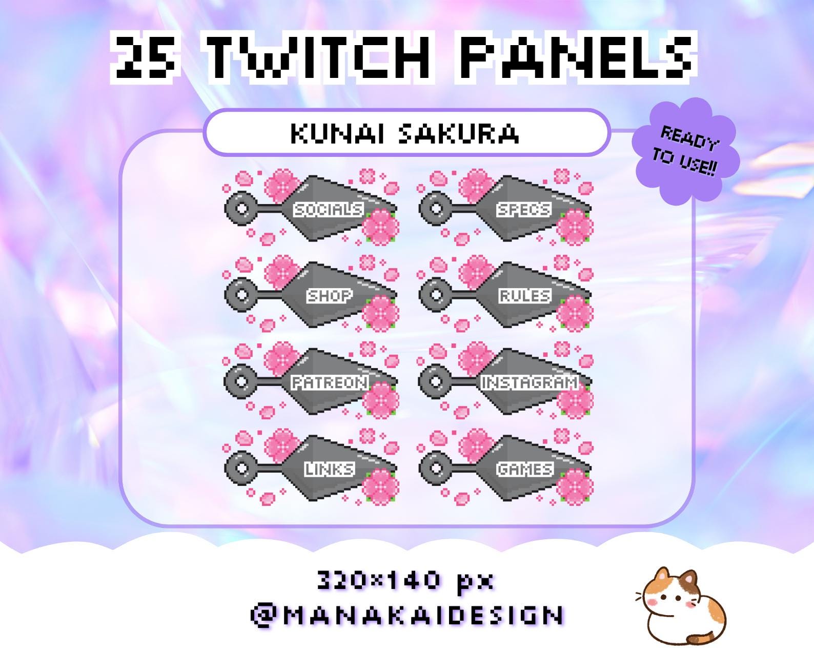 Kunai Sakura Twitch Panels | 8-bit Pixel Art (digital Download) - Etsy