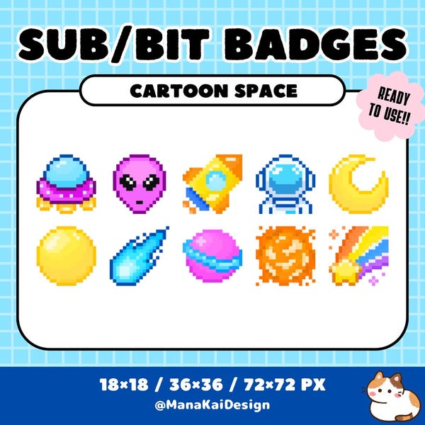 Twitch Sparkling Diamonds Sub Badges, Kawaii Pixel Bit Badges for ...
