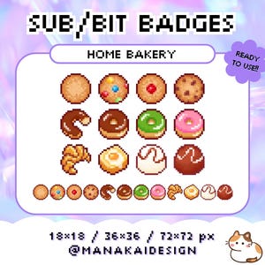 Home Bakery Twitch Sub Badges, Kawaii Bit Badge for Streaming ...