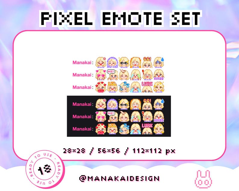 18 Blonde Hair Girl Chibi Streamer Twitch Emote | Cute Blue Eyes Emote ...