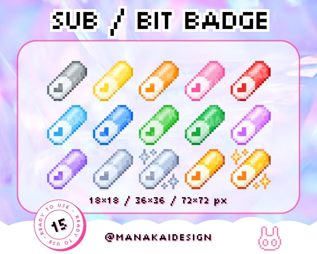 Medicine Twitch Sub Badges | Kawaii Medical Pill Bit Badge | Yandere ...