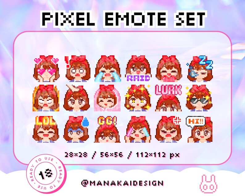Kiki's Delivery Service Inspired Chibi Girl Twitch Emote Set | Cute ...