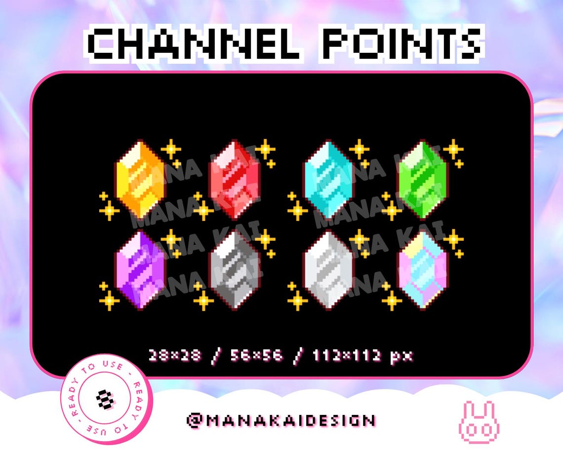 Sparkling Gem Twitch Emote Kawaii Channel Point Set Crystal, Gemstone ...