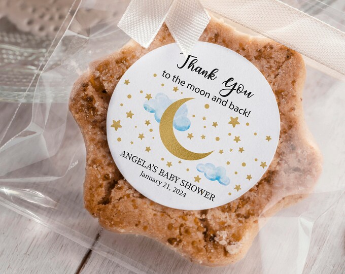 Moon Baby Shower Labels, Thank You Stickers, Twinkle Twinkle Little ...