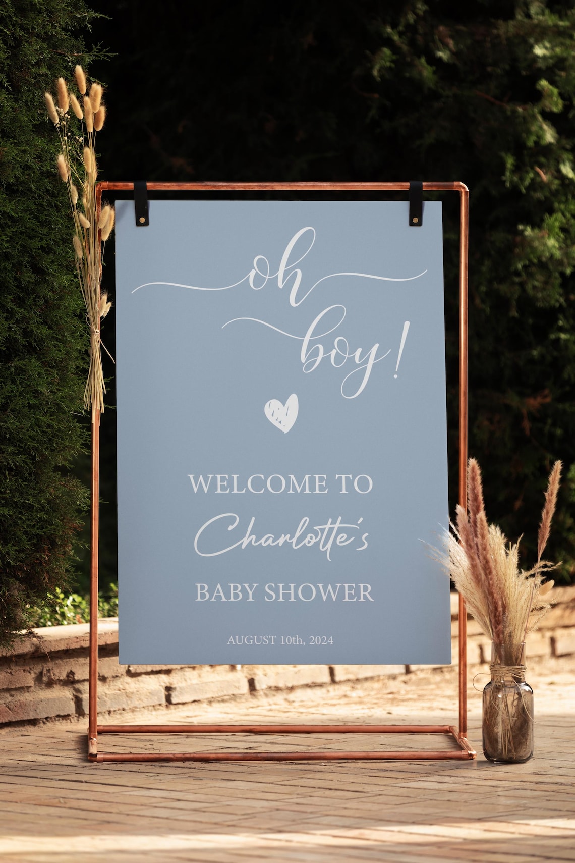 Oh Boy Baby Shower Sign, Blue Baby Shower Welcome Sign Boy, Baby Shower ...