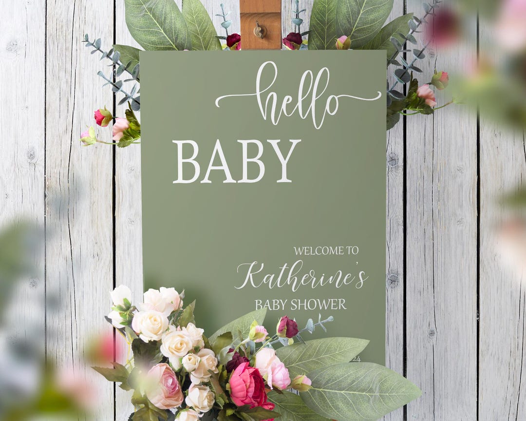 Hello Baby Shower Welcome Sign, Minimalist Baby Shower Welcome Sign ...
