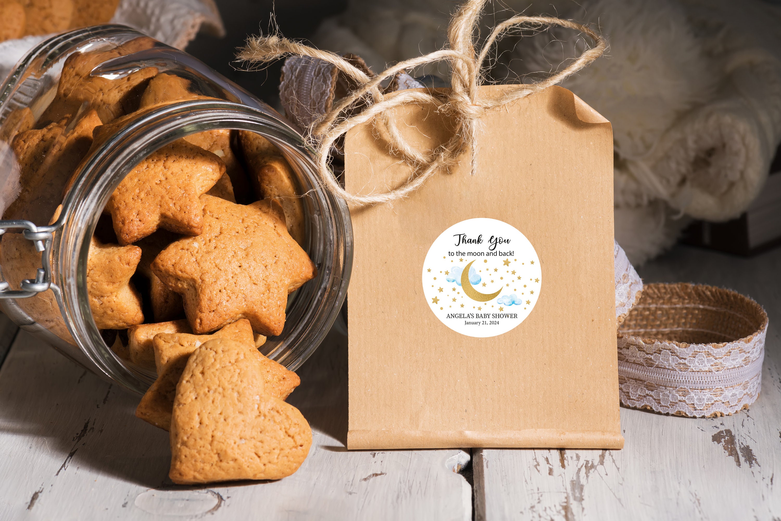 Moon Baby Shower Labels, Thank You Stickers, Twinkle Twinkle Little ...