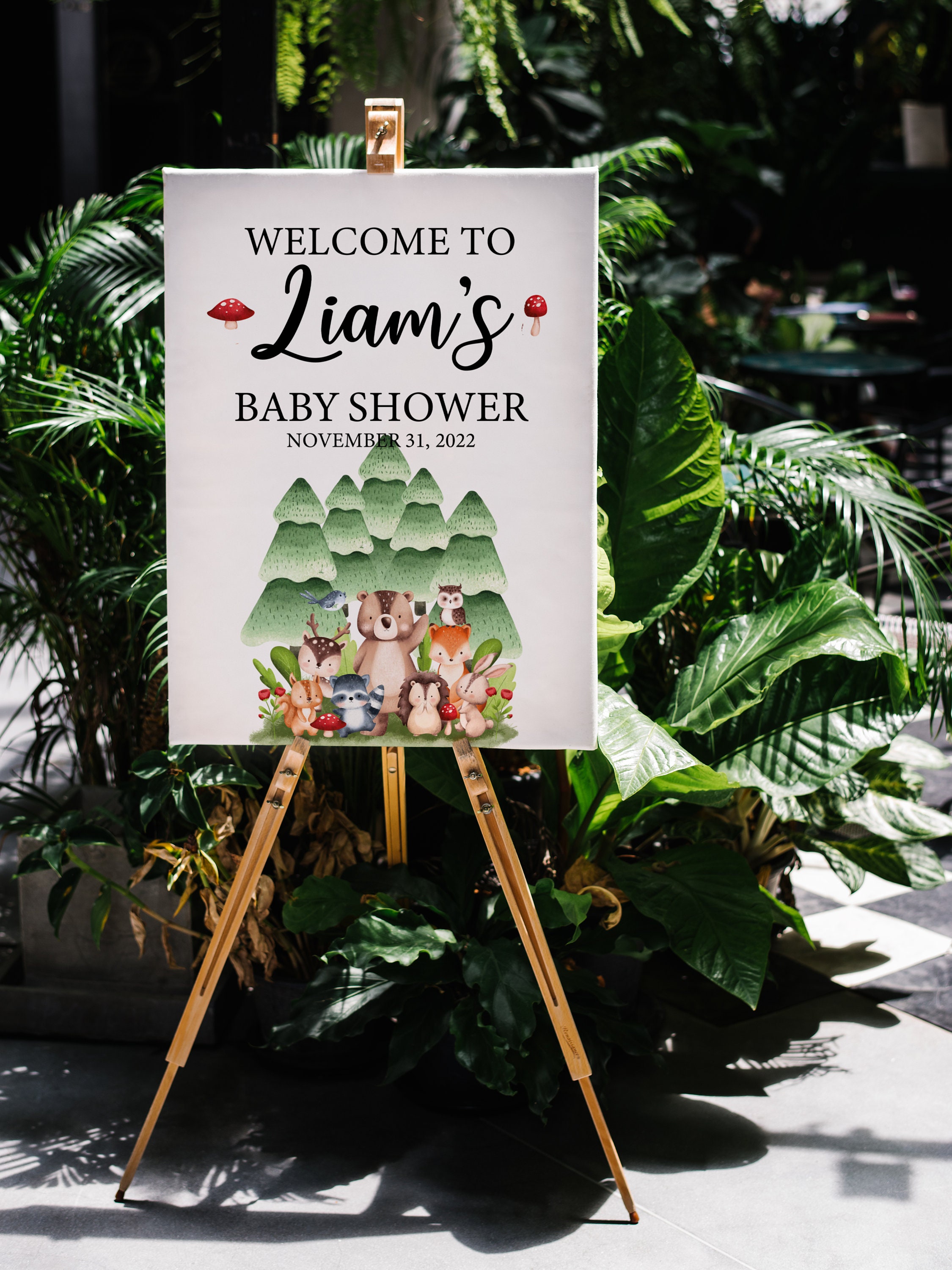 Woodland Baby Shower Welcome Sign: Personalized Forest Animals Poster ...