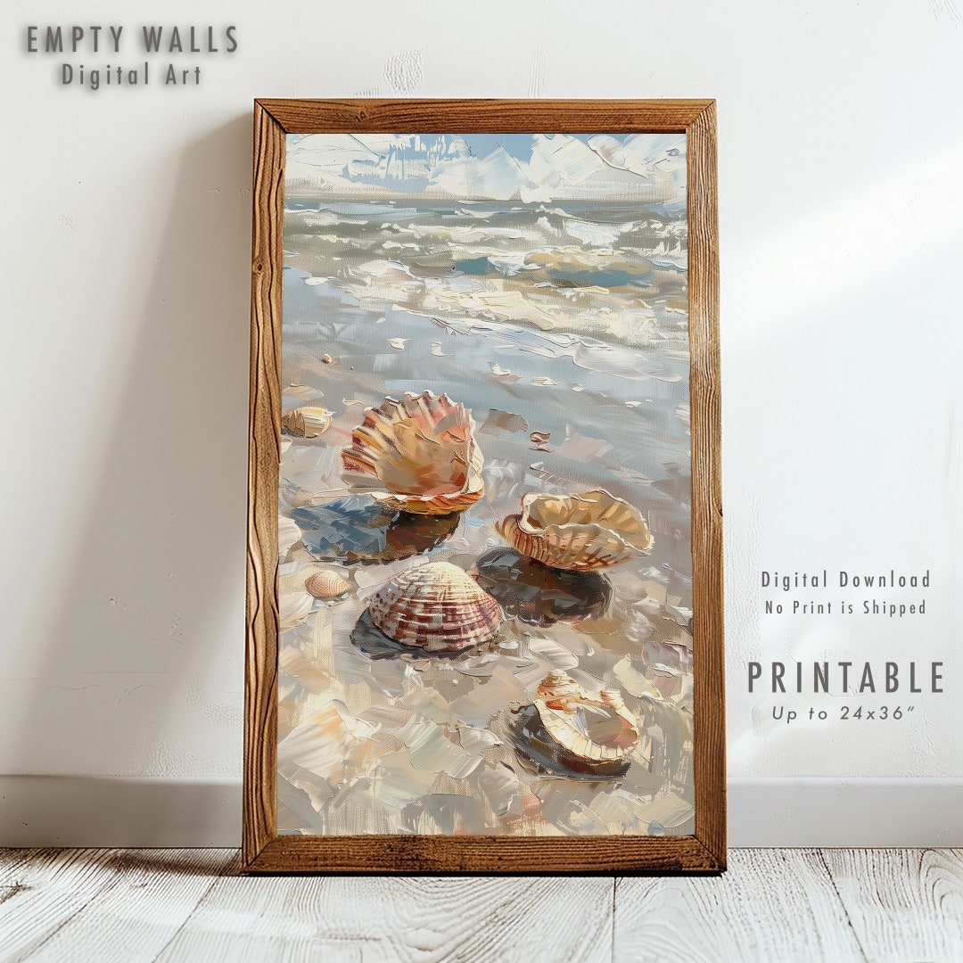 Vibrant Beach Shells Digital Art Print: Instant Download for Coastal ...