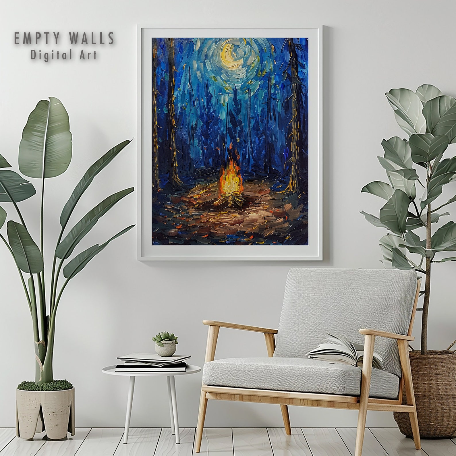 Enchanted Forest Night Original Impasto Acrylic Digital Painting for ...