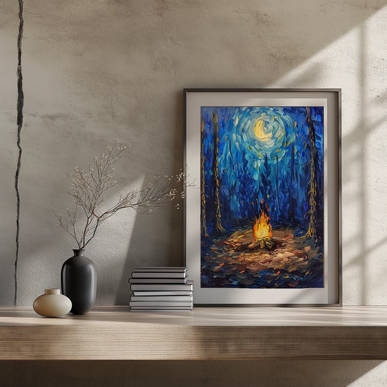 Enchanted Forest Night Original Impasto Acrylic Digital Painting for ...