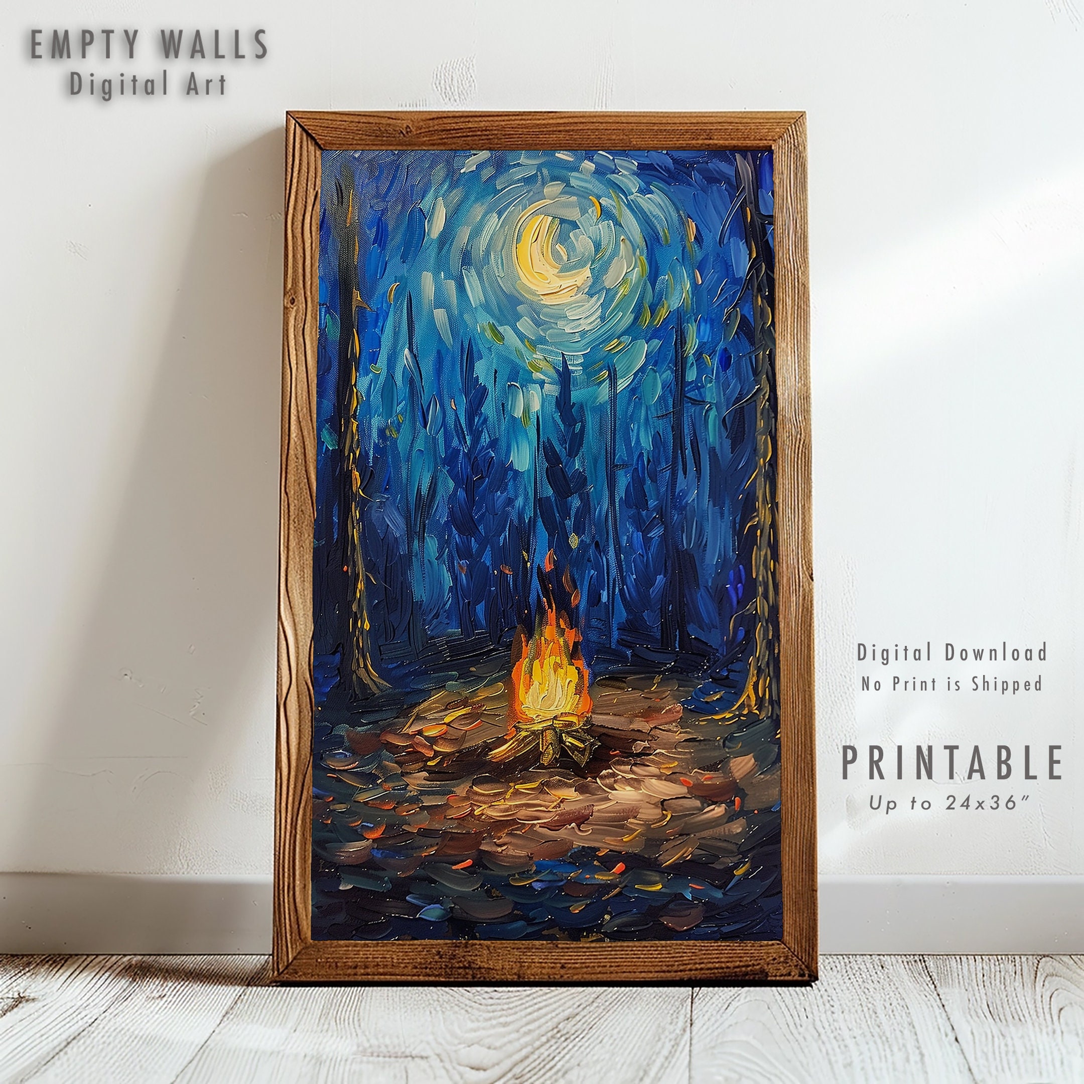 Enchanted Forest Night Original Impasto Acrylic Digital Painting for ...