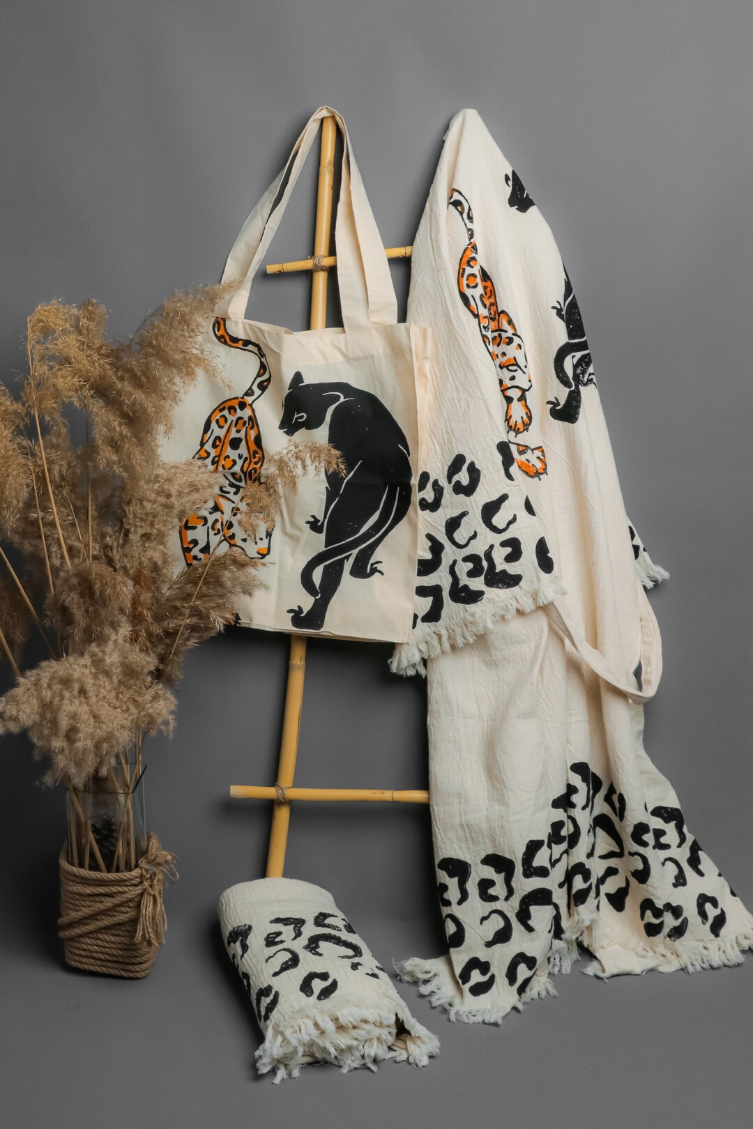 ICONIUM Leopard Printed Robe, Towel and Tote Bag Set - Etsy