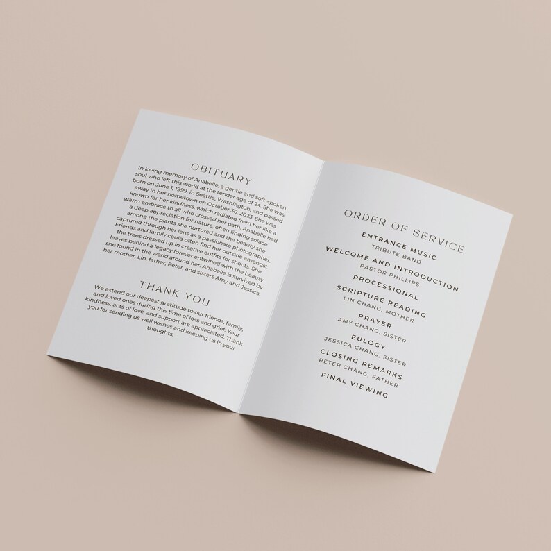 Funeral Program Template, Funeral Program, Funeral Program Template for ...