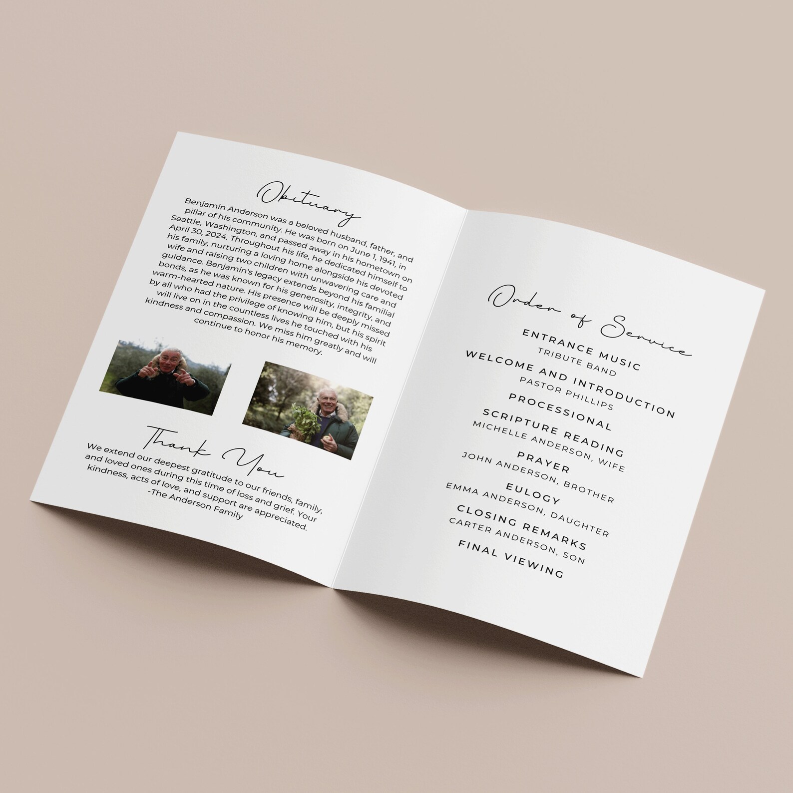 Funeral Program, Funeral Program Template, Funeral Program Template for ...