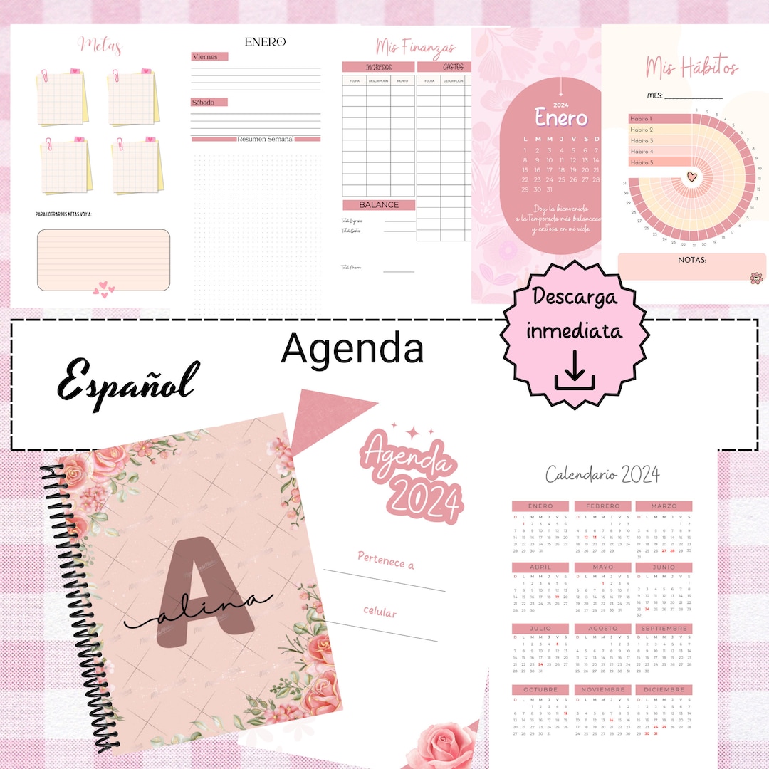 Personalized Printable Planner in Spanish, Perpetual Agenda, Printable ...