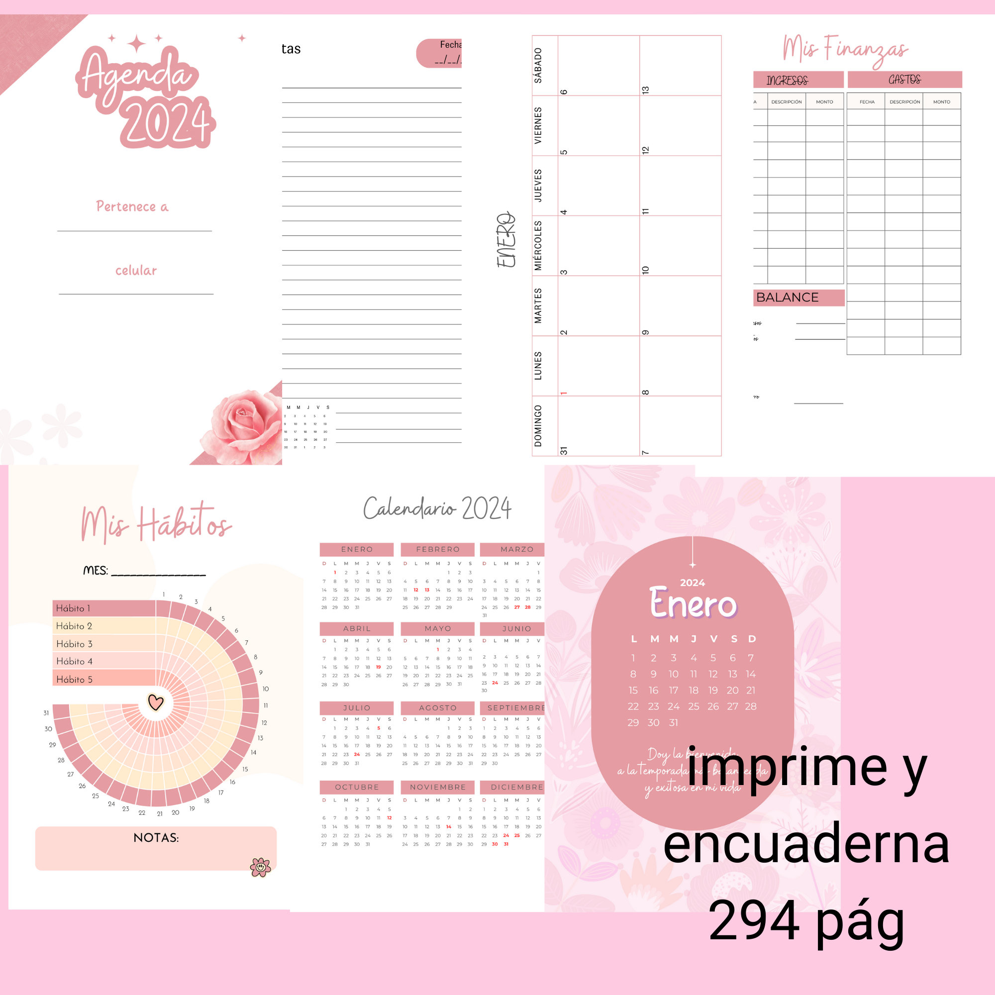 Personalized Printable Planner in Spanish, Perpetual Agenda, Printable ...