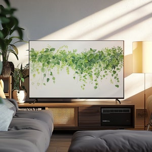 Simple Green Leaves Hanging Frame TV Art, Spring Frame TV Art, Instant ...