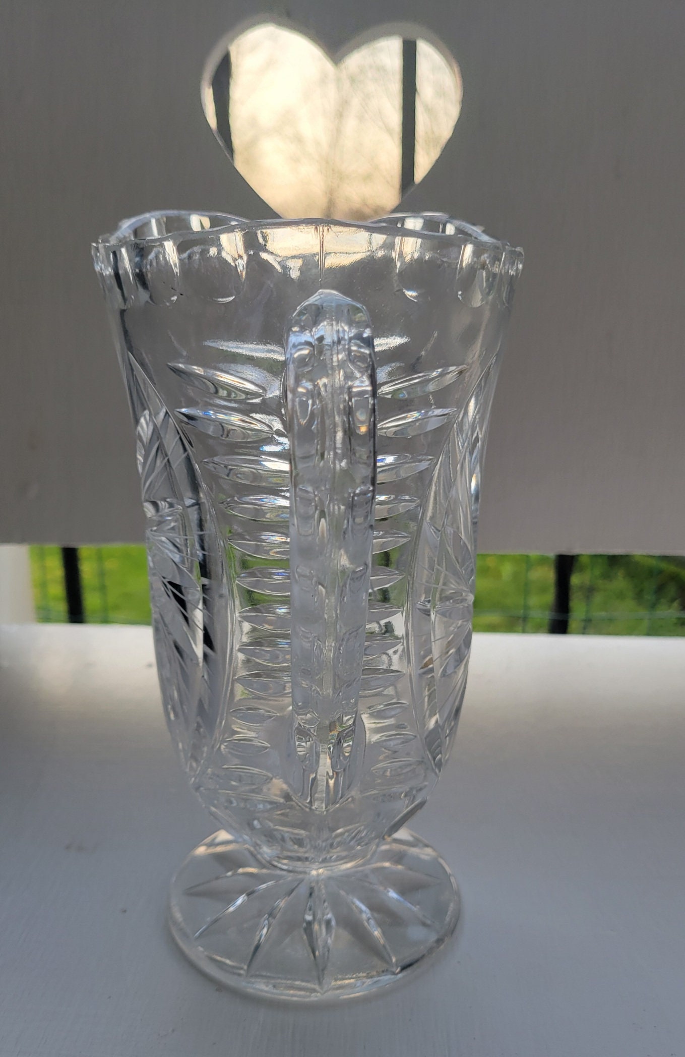 Vintage Heavy Crystal Footed Pitcher - Etsy
