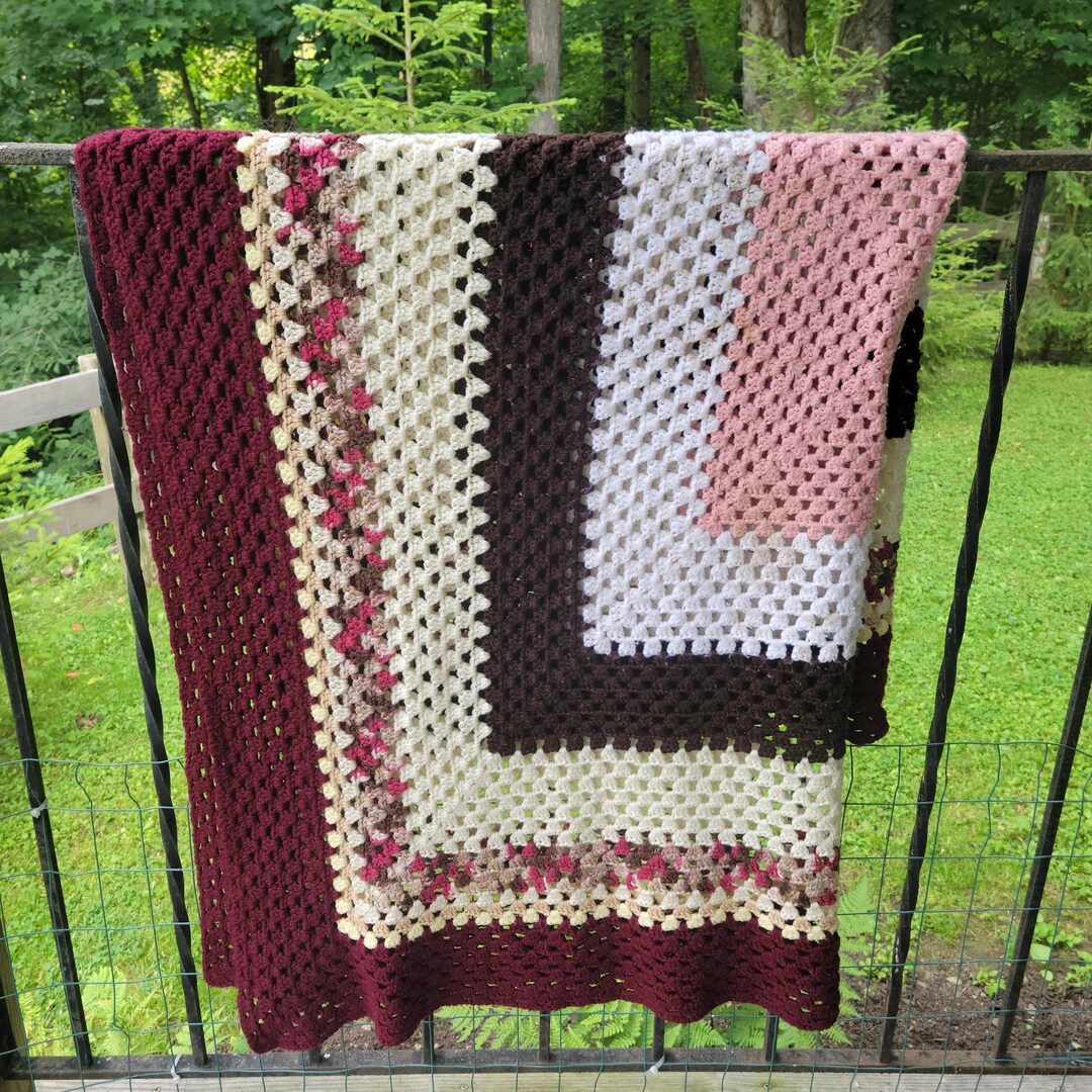 Vintage Handmade Afghan Throw Blanket 60"x59" - Etsy