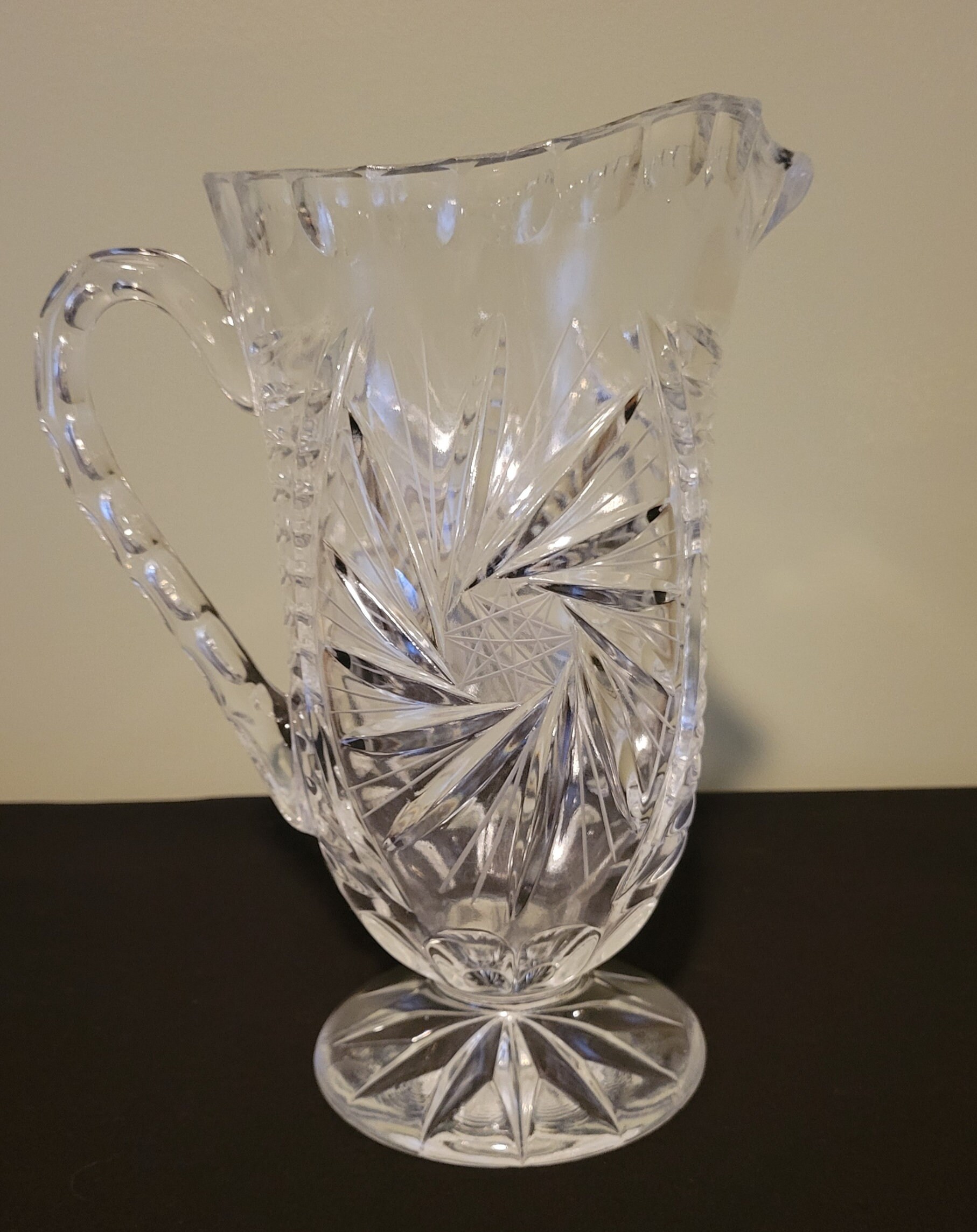 Vintage Heavy Crystal Footed Pitcher - Etsy