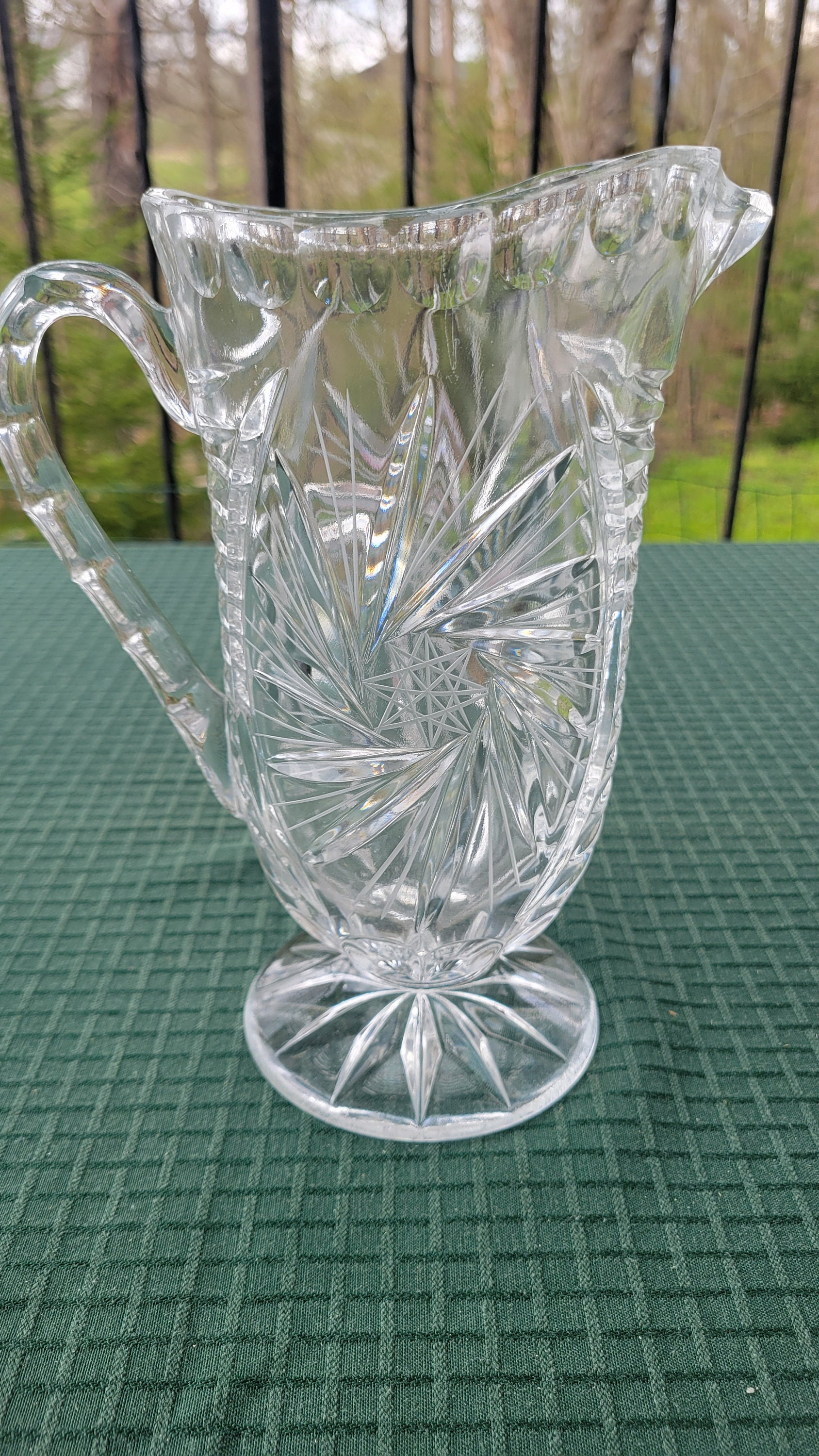 Vintage Heavy Crystal Footed Pitcher - Etsy