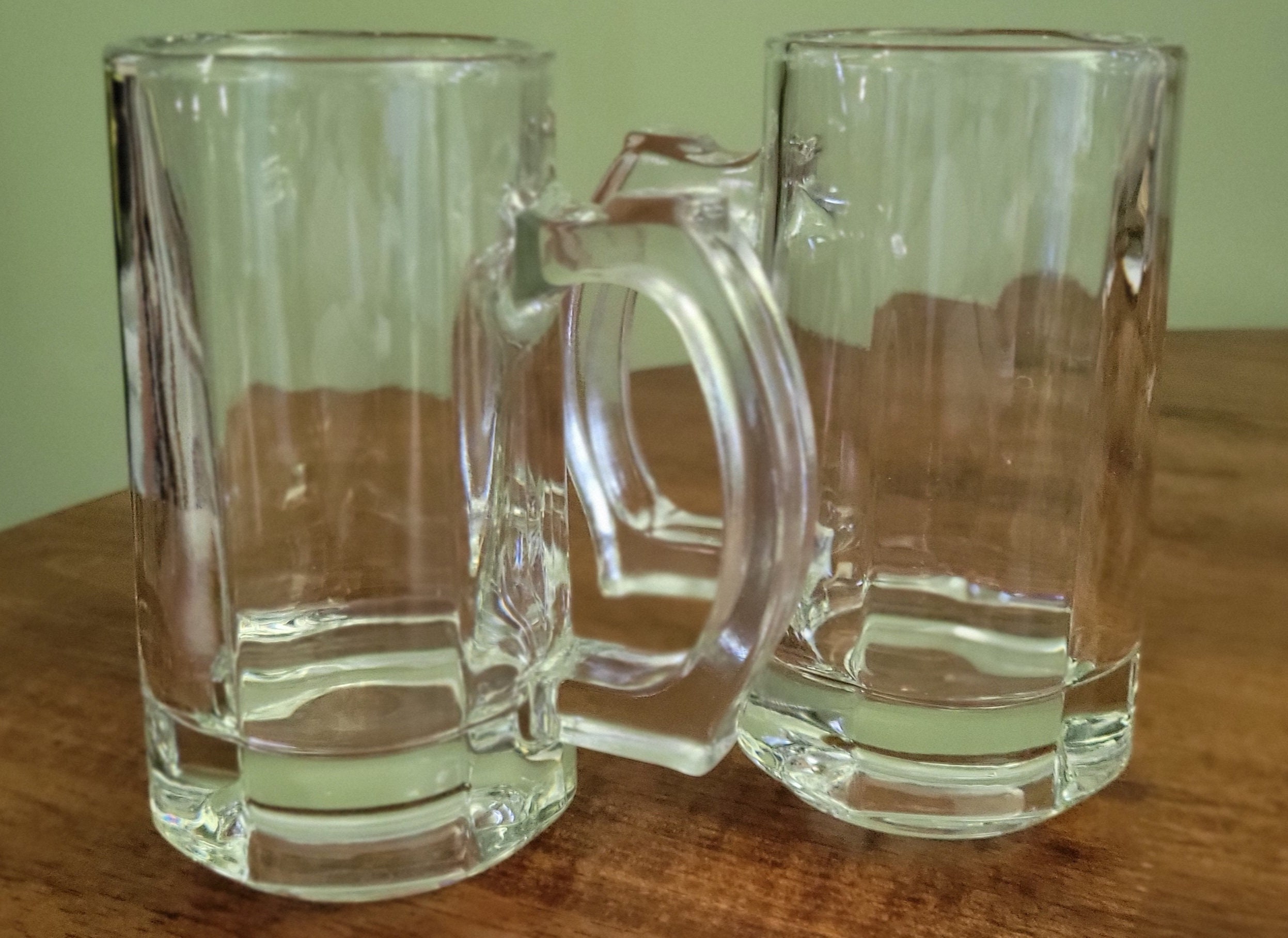 Clear Heavy Beer Mugs Set of 2 Vintage - Etsy
