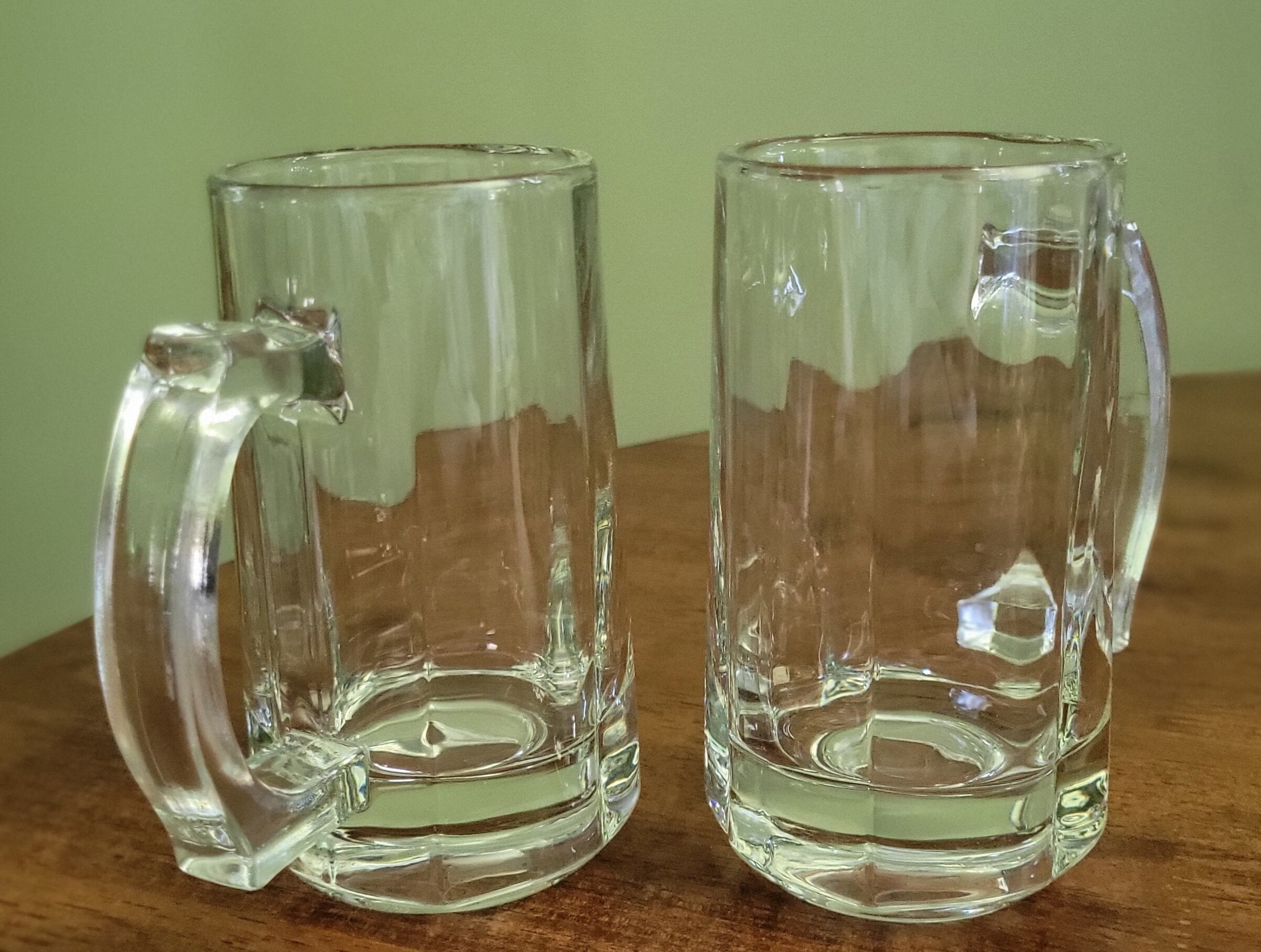 Clear Heavy Beer Mugs Set of 2 Vintage - Etsy