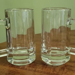 Clear Heavy Beer Mugs Set of 2 Vintage - Etsy