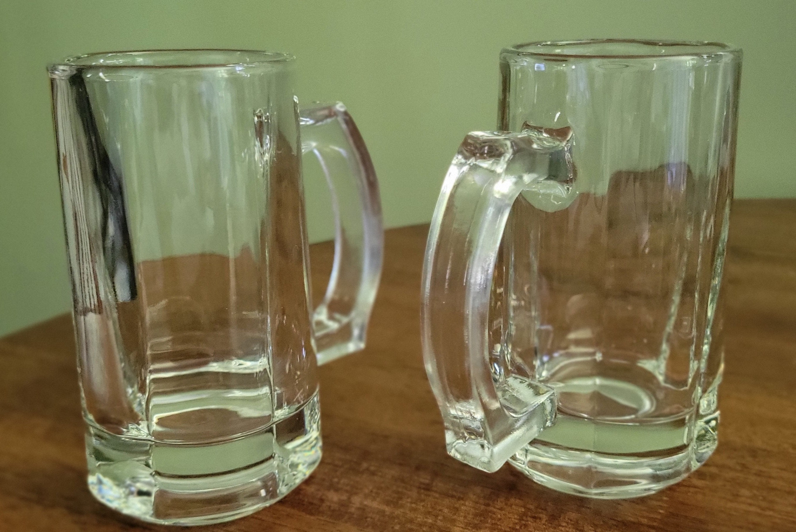 Clear Heavy Beer Mugs Set of 2 Vintage - Etsy