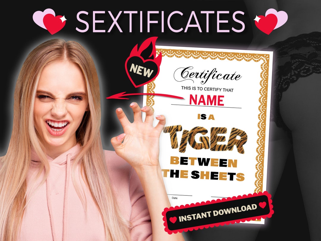 Tiger Between the Sheets Certificate Printable Certificate of ...