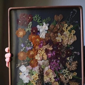 12"x16" Walnut Wood Fame | Custom Pressed Flower Preservation | Wedding ...