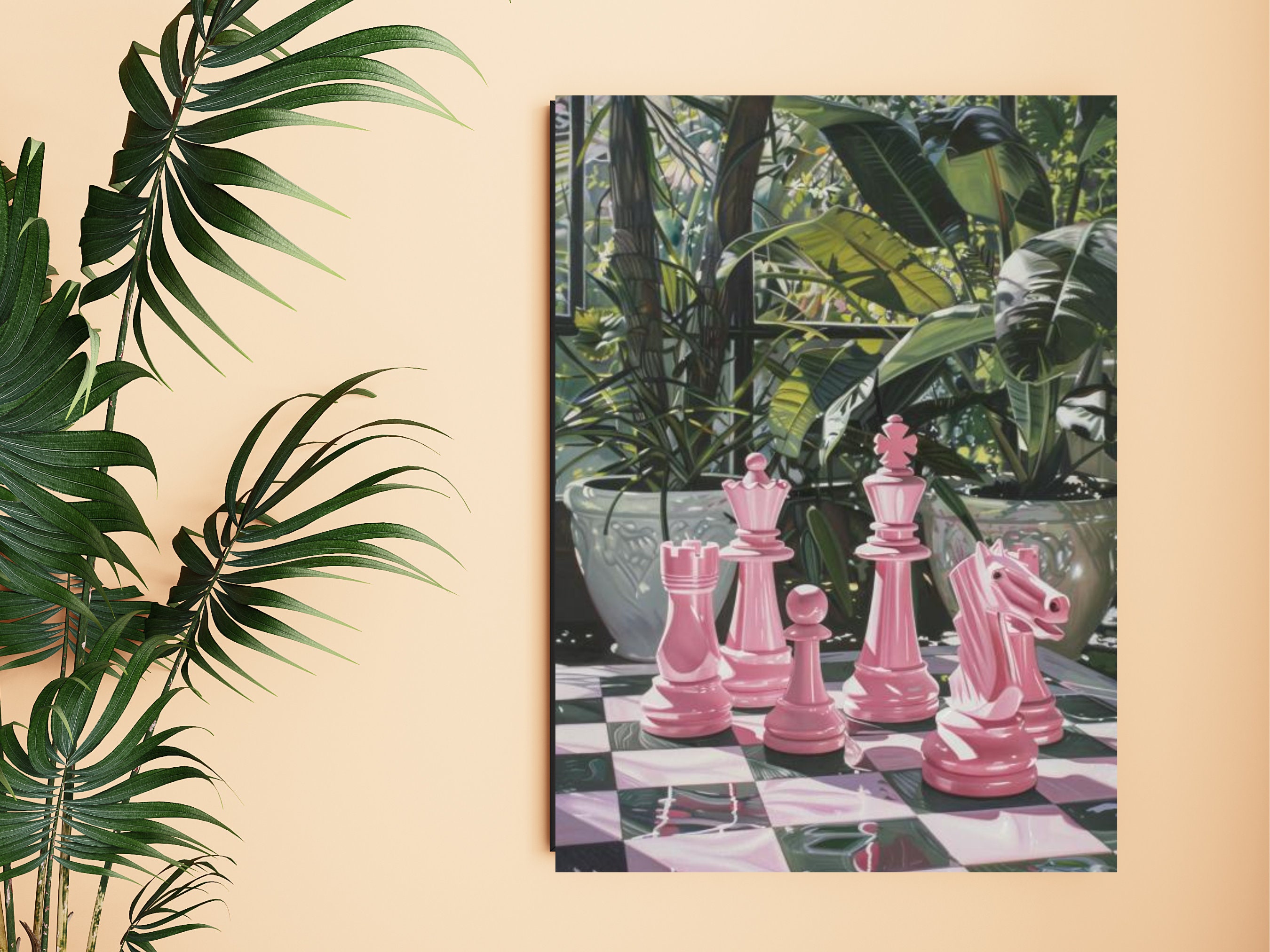Preppy Pink Chess Poster, Funky Pink Aesthetic Wall Art, Preppy Room ...