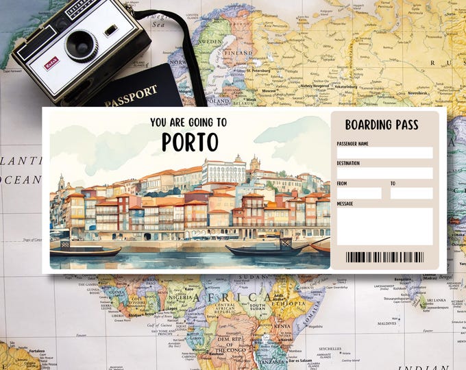 Editable Porto Boarding Pass Template, Personalized Gift Printable ...