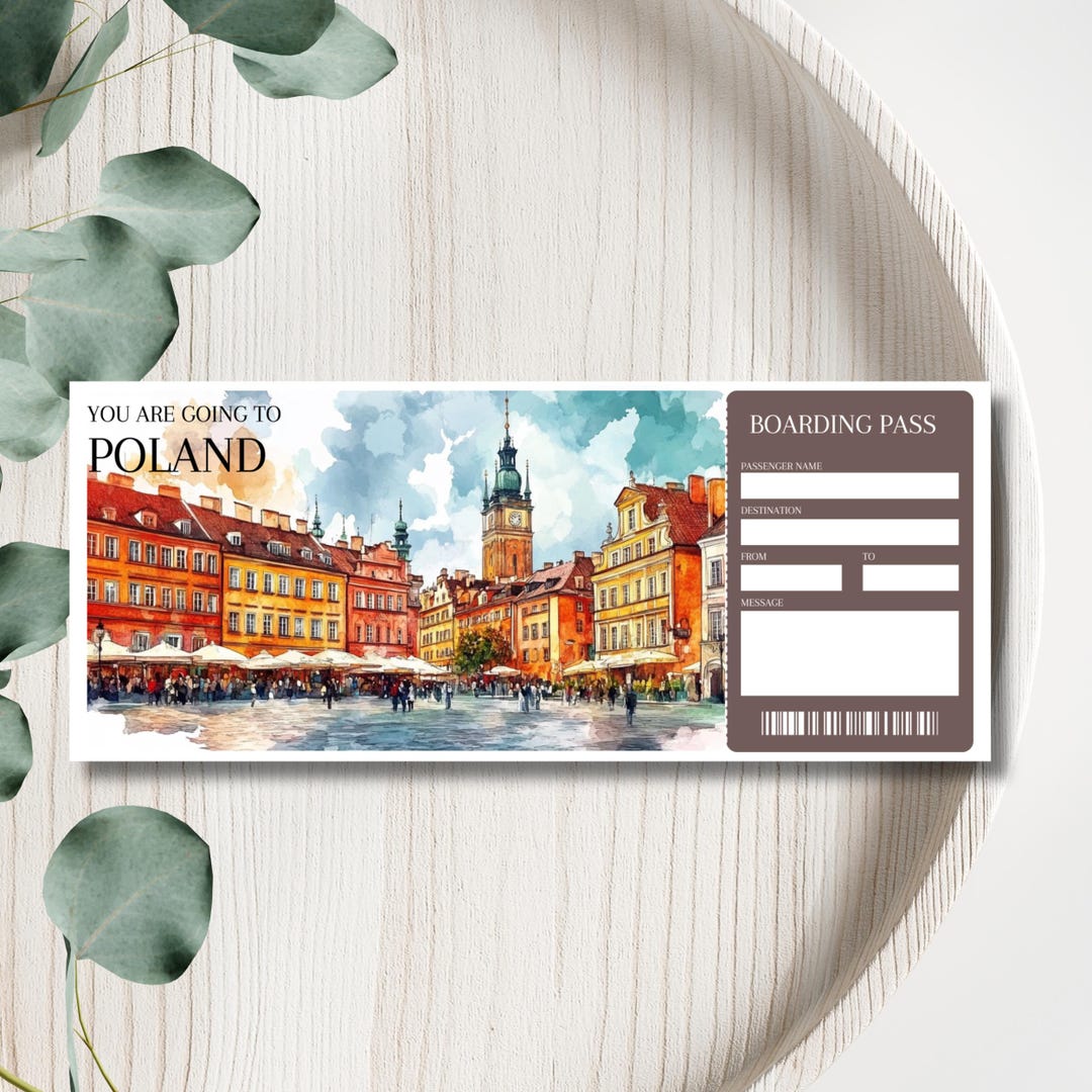 Poland Boarding Pass,editable Plane Ticket,poland Trip Reveal Ticket ...
