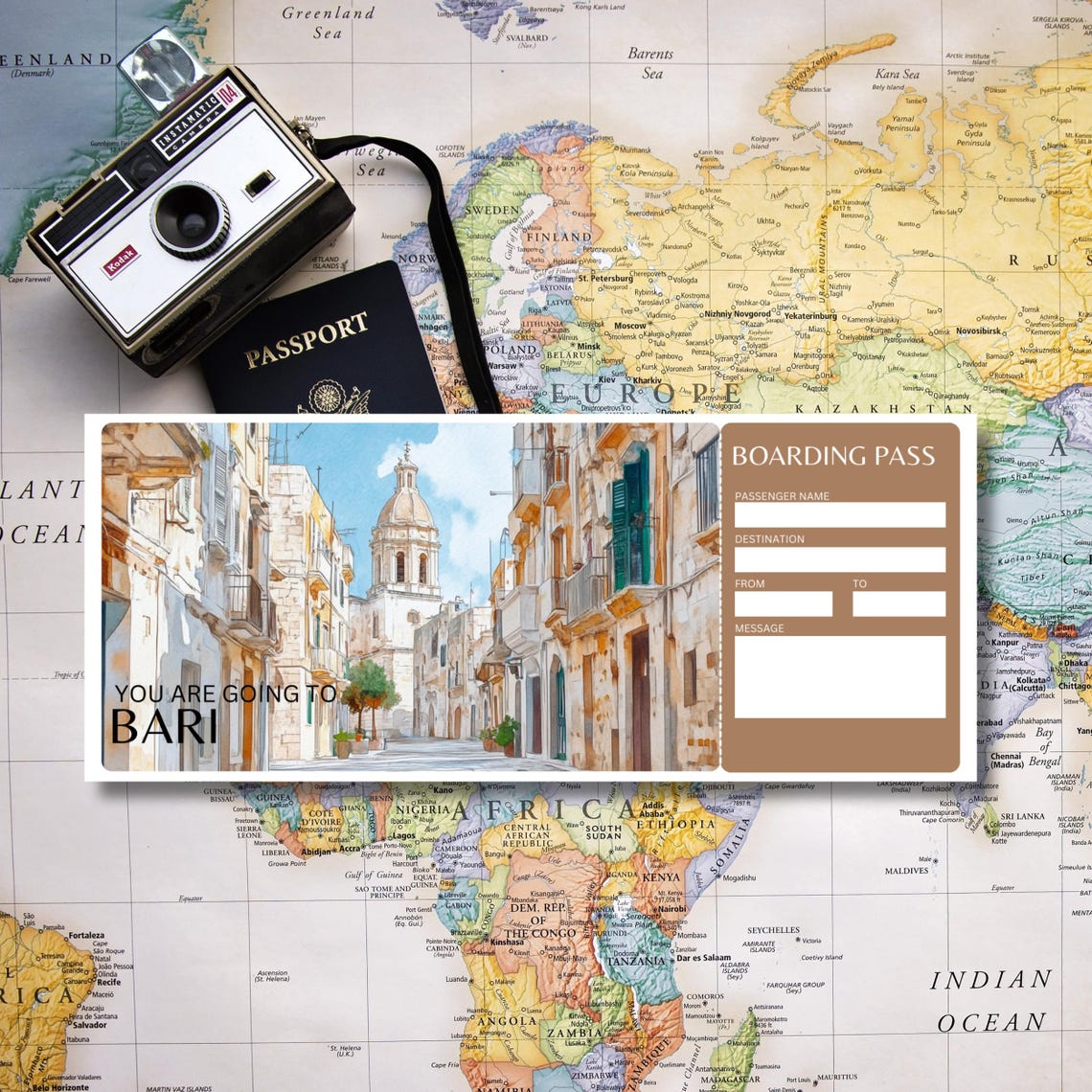 Printable Italy Boarding Pass,editable Plane Ticket,italy Trip Reveal ...