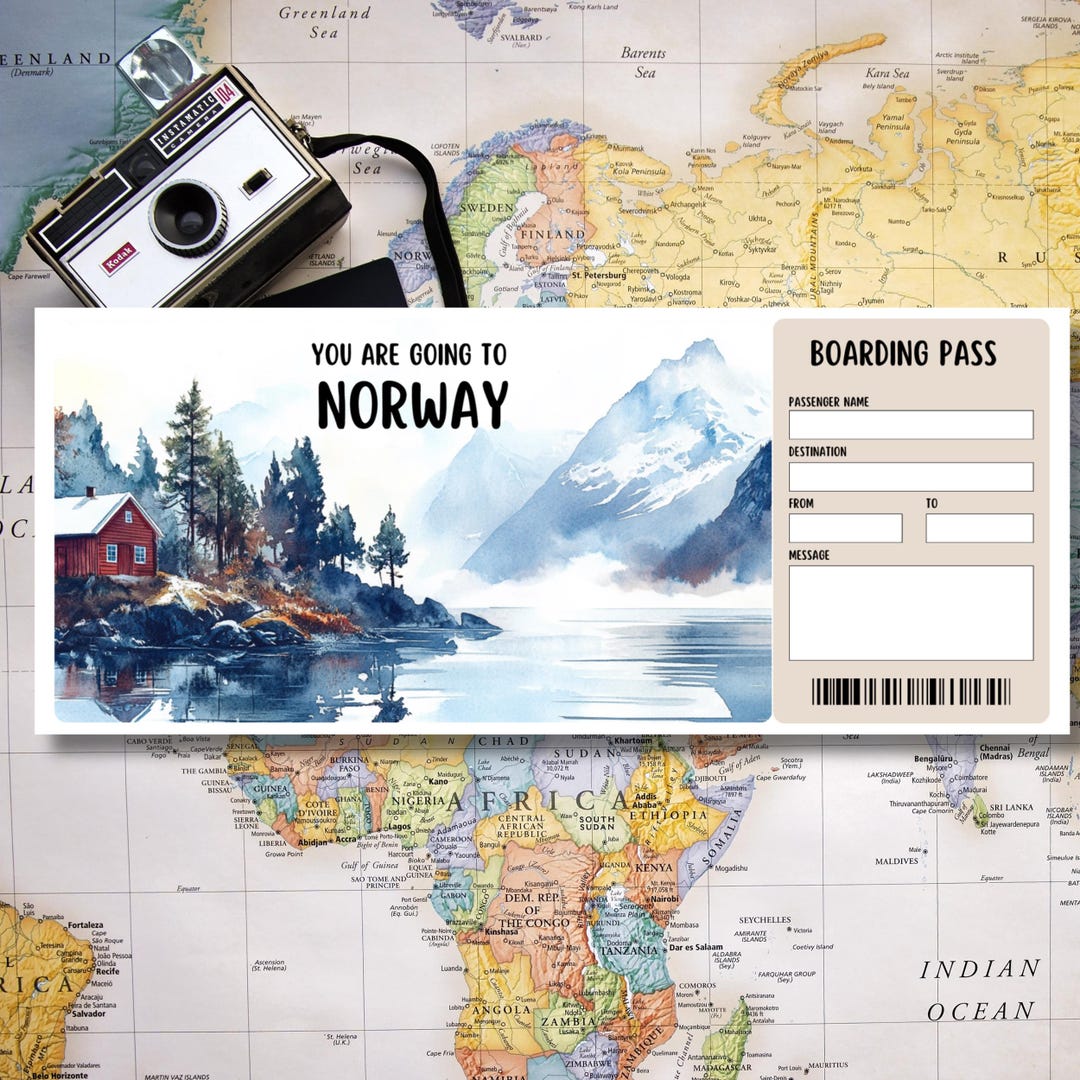 Printable Norway Boarding Pass,editable Norway Ticket, Norway Trip ...