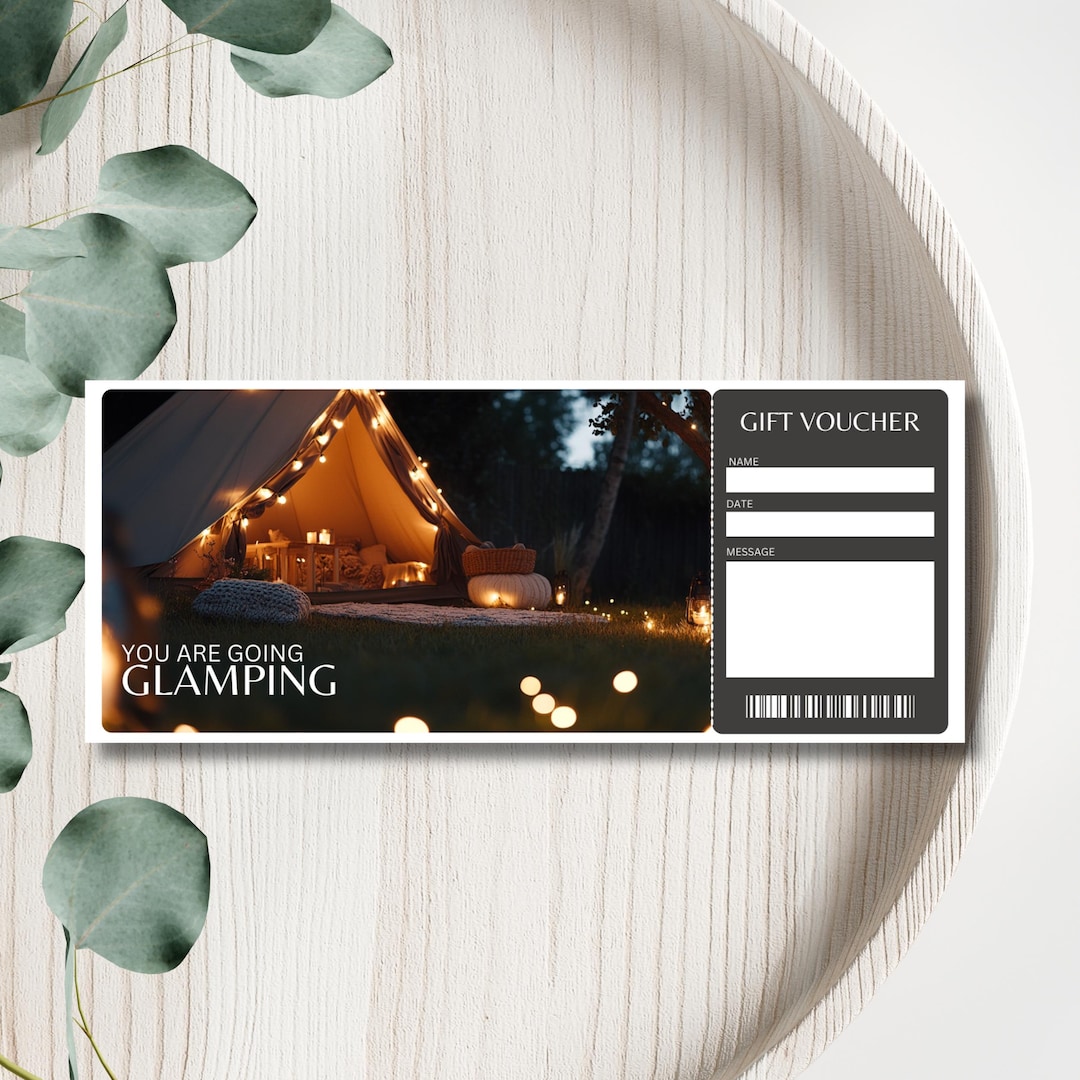 Glamping Experience Voucher, Editable Birthday Gift, Glamping Gift ...
