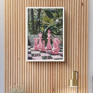 Preppy Pink Chess Poster, Funky Pink Aesthetic Wall Art, Preppy Room ...