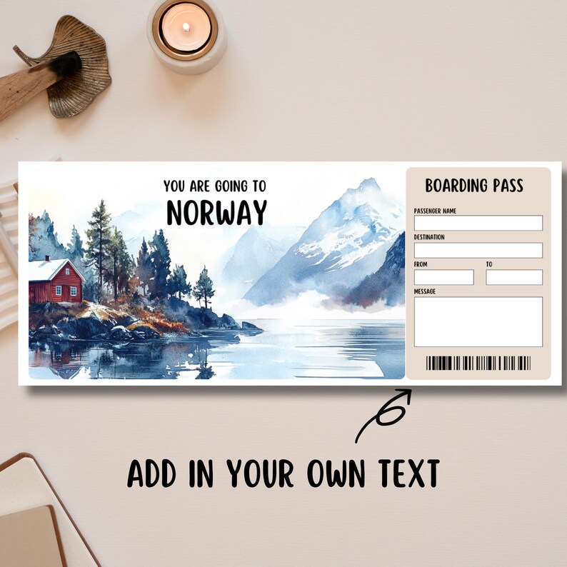 Printable Norway Boarding Pass,editable Norway Ticket, Norway Trip ...