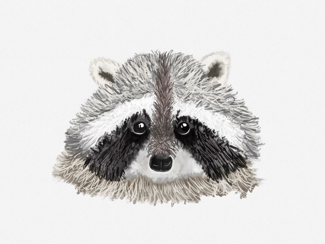 Indigo the Raccoon: Digital Watercolor Painting - Etsy