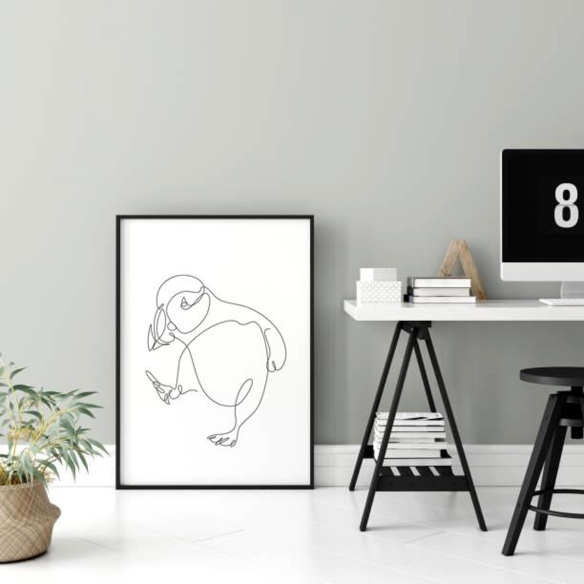 Puffin One Line Art Print: Minimalist Home Decor (digital Download) - Etsy