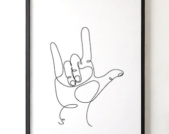 I Love You One Line Art, Digital Download, I Love You Printable Art ...