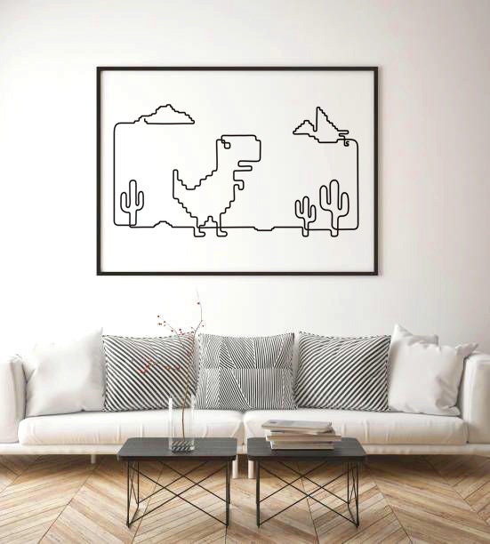 Dinosaur Game Line Art, Pixel, Offline, T-rex, Chrome, No Internet ...