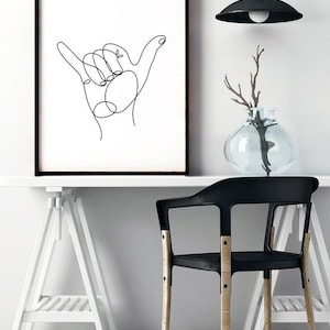 Shaka Hand Sign Line Art, Hang Loose, Surf Culture, Hand Gesture ...