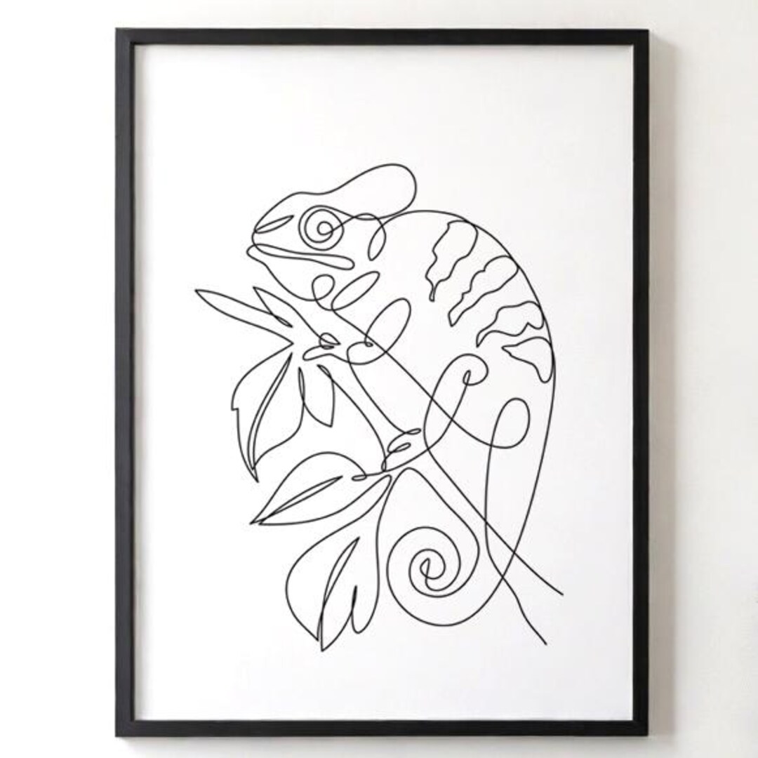 Chameleon One Line Art, Lizard, Exotic, Minimalist Art, Continuous Line ...