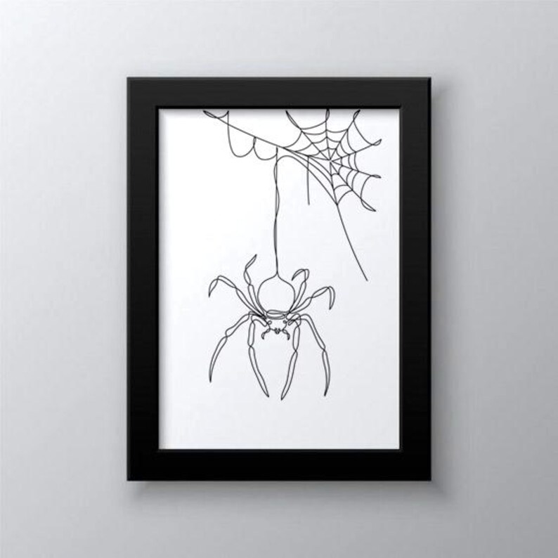 Spider One Line Art Print: Minimalist Halloween Decor (digital Download ...